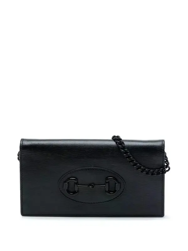 Gucci 2016-2026 Calfskin Horsebit 1955 Monochrome Wallet On Chain Crossbody Bag - Black