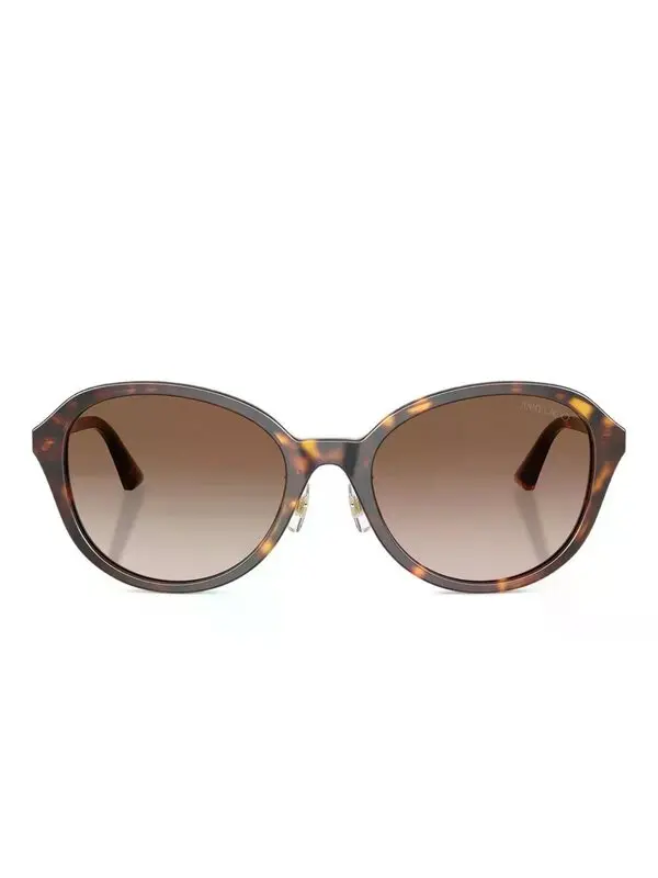JIMMY CHOO Tortoiseshell Oval-frame Sunglasses