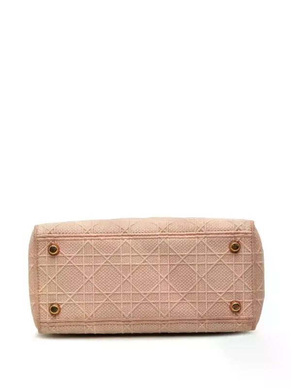 Dior Medium Embroidered Canvas Cannage Lady D Lite Satchel - Pink