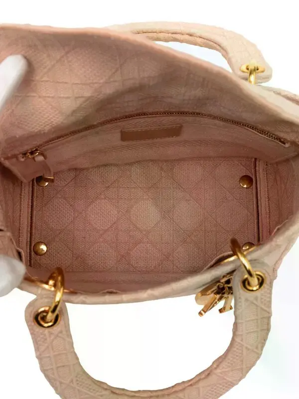 Dior Medium Embroidered Canvas Cannage Lady D Lite Satchel - Pink