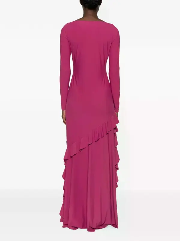 Moschino Magenta Asymmetrical Ruffled Dress