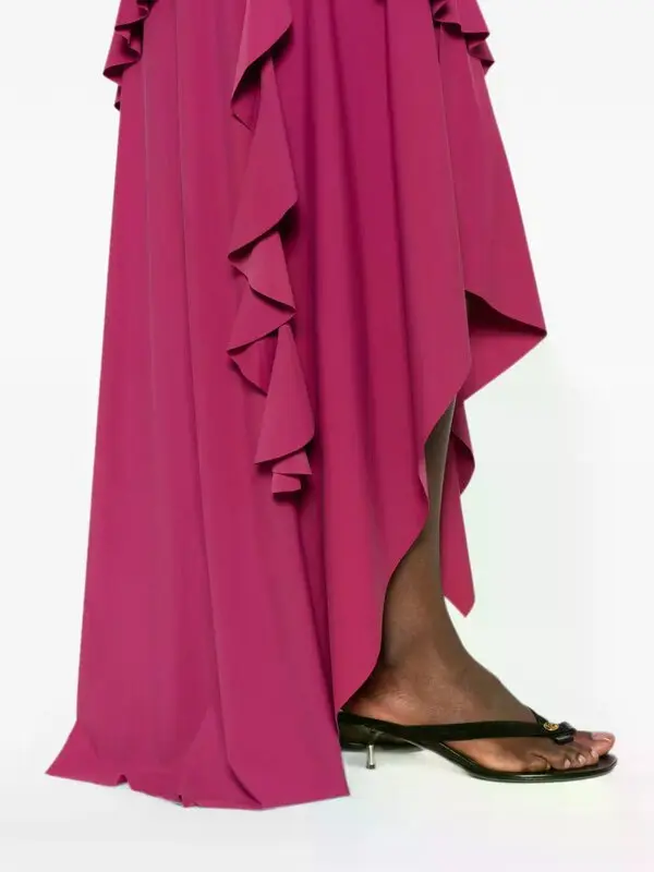 Moschino Magenta Asymmetrical Ruffled Dress