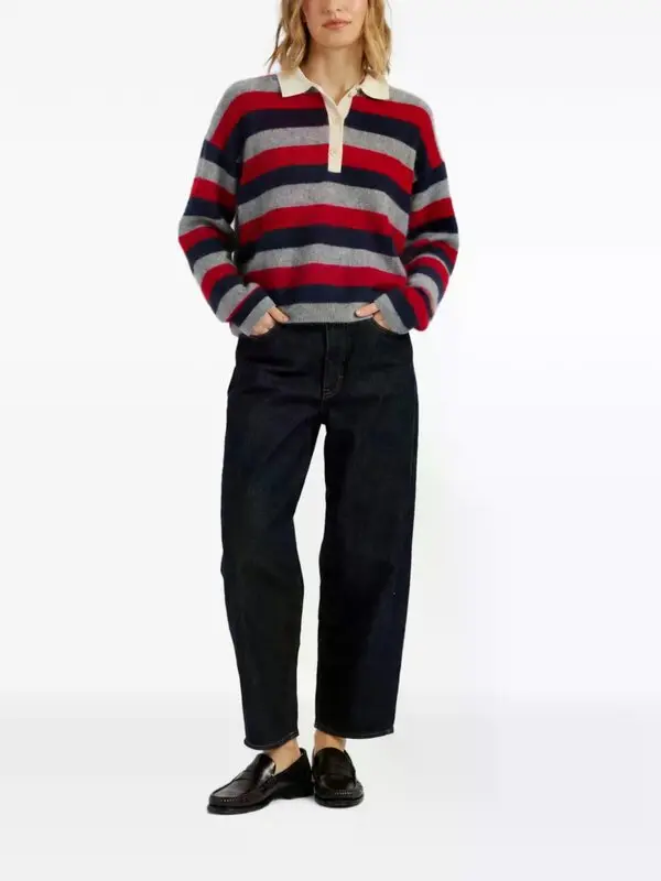Chinti & Parker Striped Merino Wool Polo Sweater