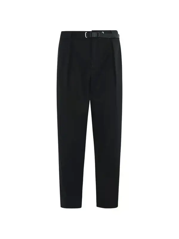 WHITE SAND Pleated Trousers With Buckle Fastening