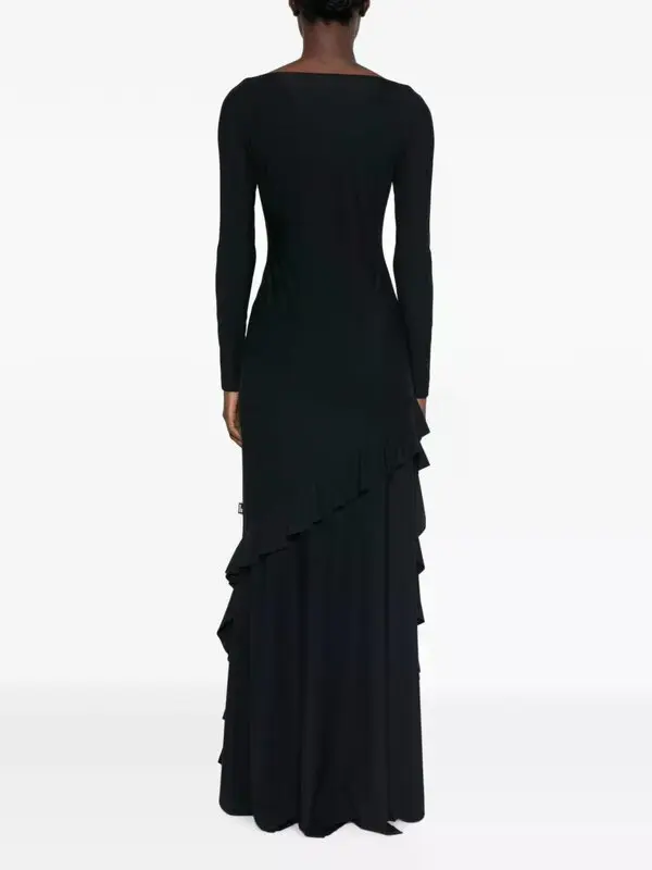 Moschino Long Sleeve Ruffled Asymmetric Dress - Black
