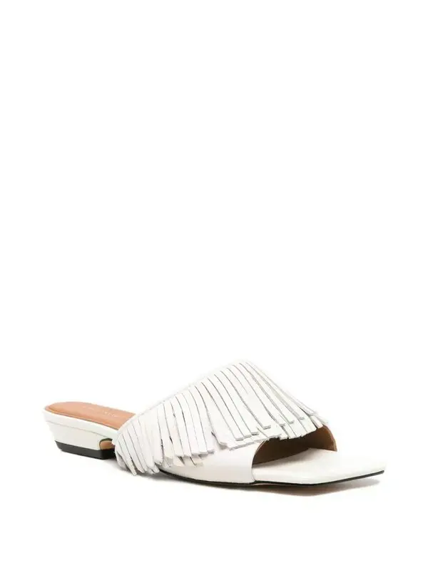 SERGIO MORETTI FIRENZE Fringed Square-toe Sandals - White