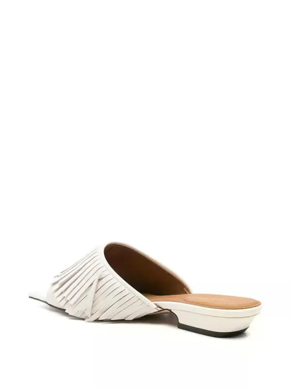 SERGIO MORETTI FIRENZE Fringed Square-toe Sandals - White