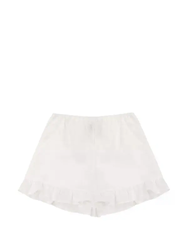 Sleeper Ruffled Trim Linen Shorts - White