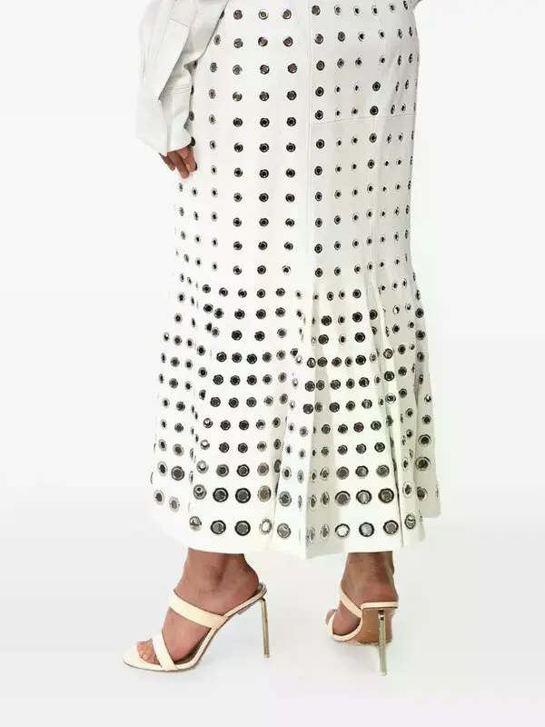 Off-White Eyelet-embellished Belted Midi Dress