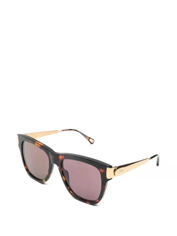 Chloé Gold-tone Rectangle Sunglasses