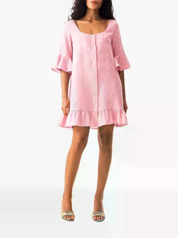 Sleeper Marseille Ruffled Linen Short Dress