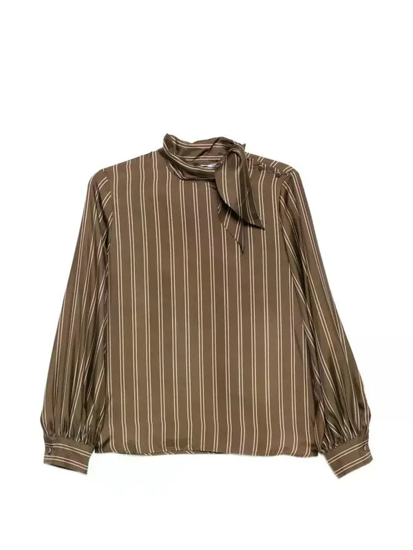 Max Mara Striped Pussy-bow Blouse - Brown