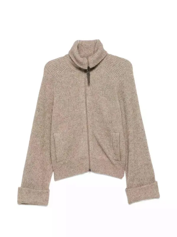 Brunello Cucinelli Ribbed-knit Zip-up Cardigan - Neutrals