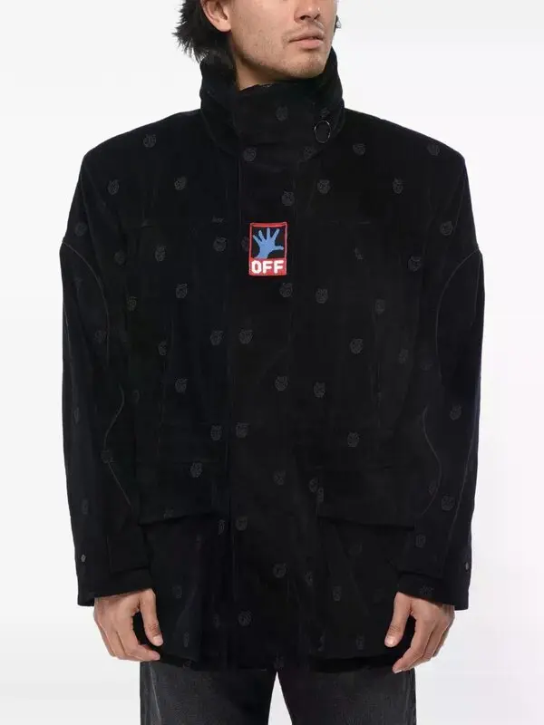 Off-White Hands Off Embroidered Velour Jacket