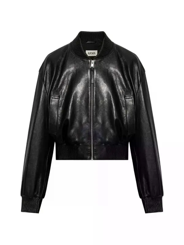 ARMA Hannan Ribbed-trim Leather Bomber Jacket