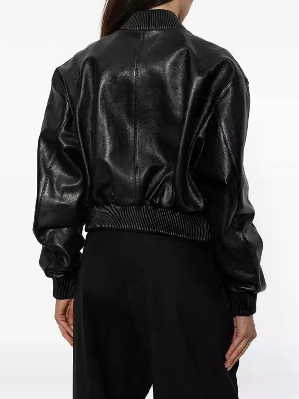 ARMA Hannan Ribbed-trim Leather Bomber Jacket
