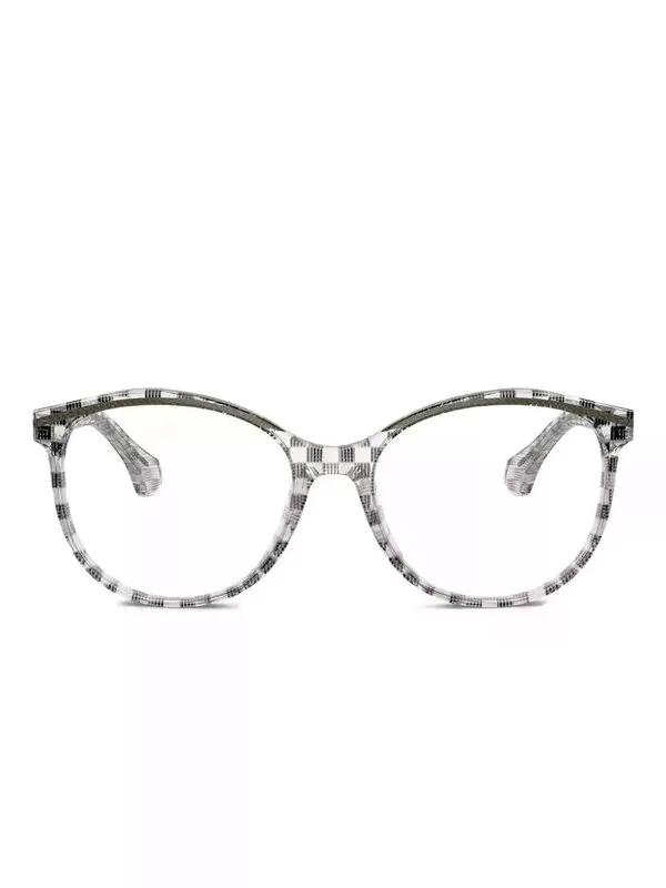 ALAIN MIKLI Damier-check Round-frame Glasses