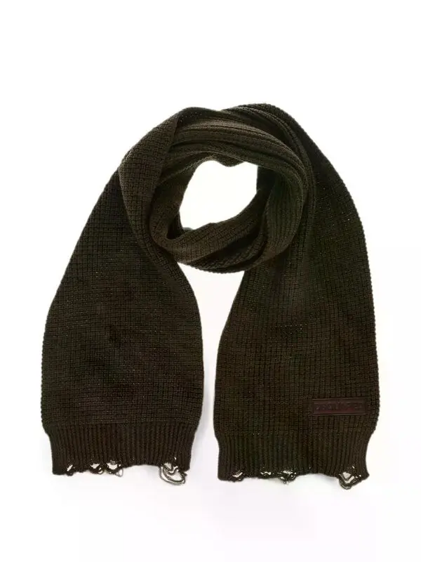Dsquared2 Logo-patch Fringed-hem Scarf - Green