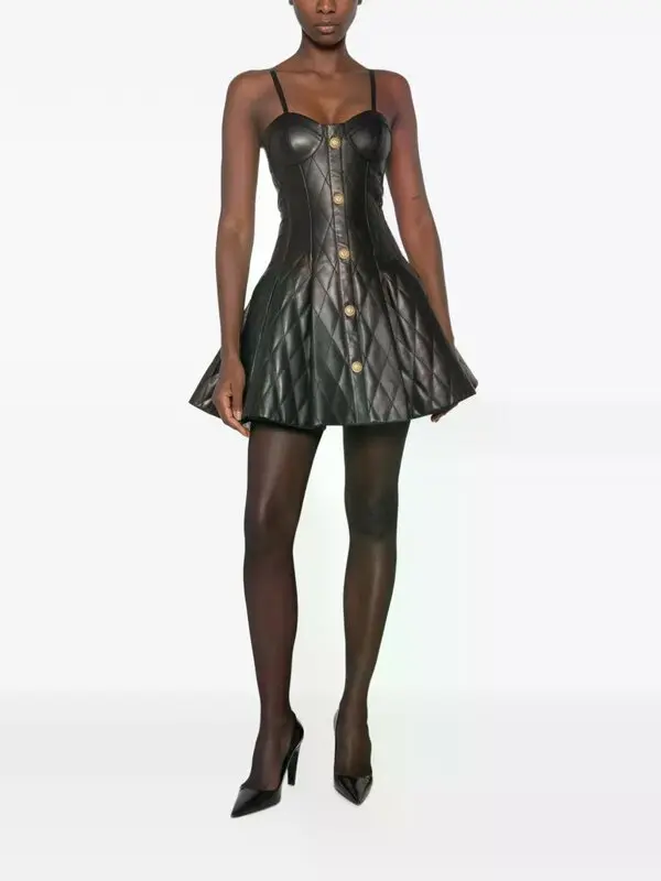 Balmain Quilted Leather Mini Dress