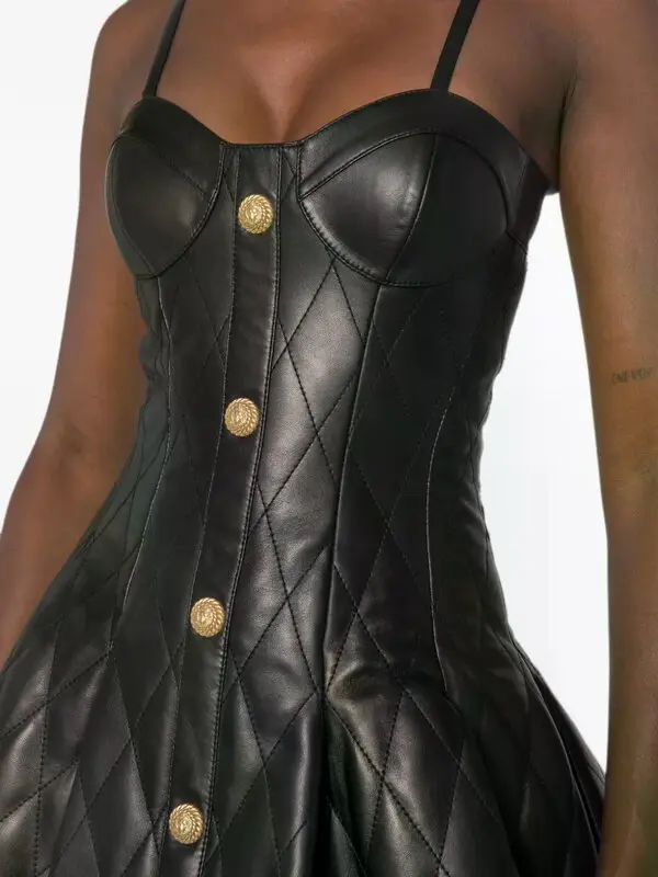 Balmain Quilted Leather Mini Dress
