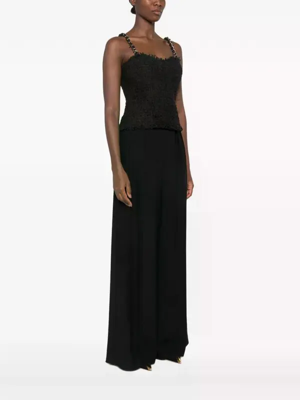 Balmain Sleeveless Tweed Chain-link Strap Top