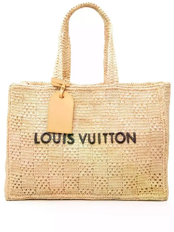 LOUIS VUITTON Damier Raffia Summer Shopper Mm Tote Bag