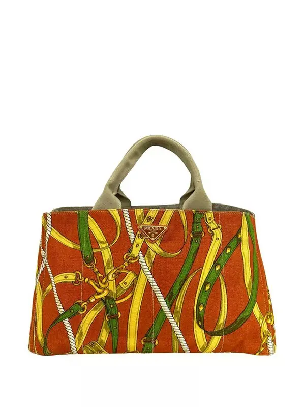 Prada 2013-2026 Printed Canvas Canapa Tote Satchel