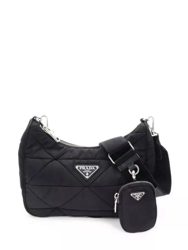 Prada 2010s Tessuto Quilted Shoulder Bag - Black