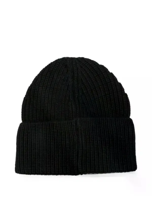 Palm Angels Logo Embroidered Ribbed Knit Beanie
