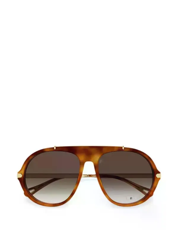 Chloé Tortoiseshell-effect Pilot-frame Sunglasses