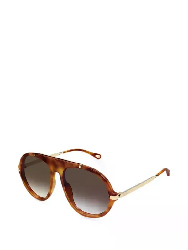 Chloé Tortoiseshell-effect Pilot-frame Sunglasses