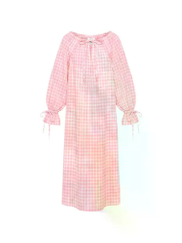 Sleeper Cha-cha Gingham Maxi Linen Dress