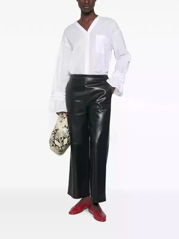 Max Mara Amati Faux Leather Cropped Palazzo Pants