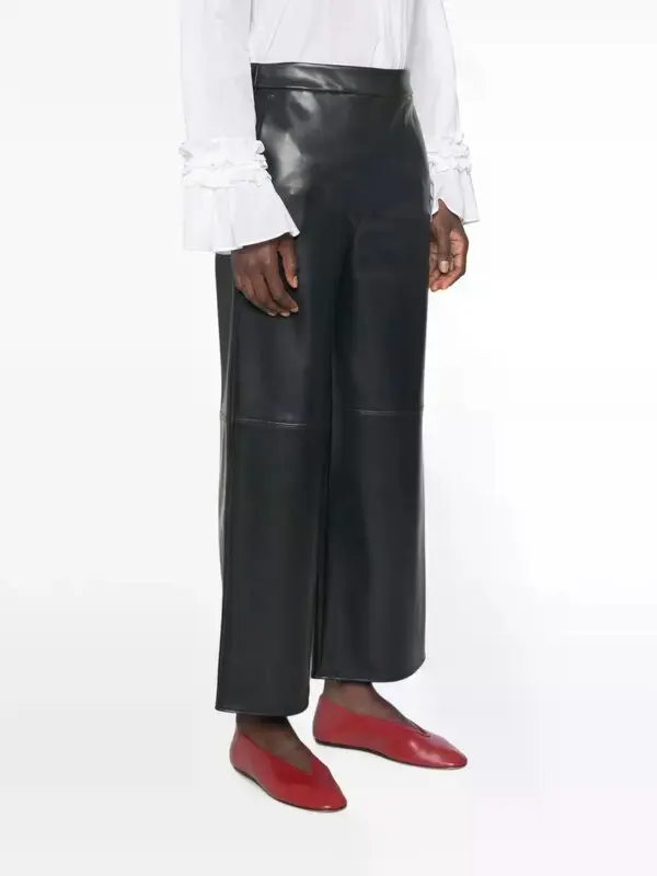 Max Mara Amati Faux Leather Cropped Palazzo Pants