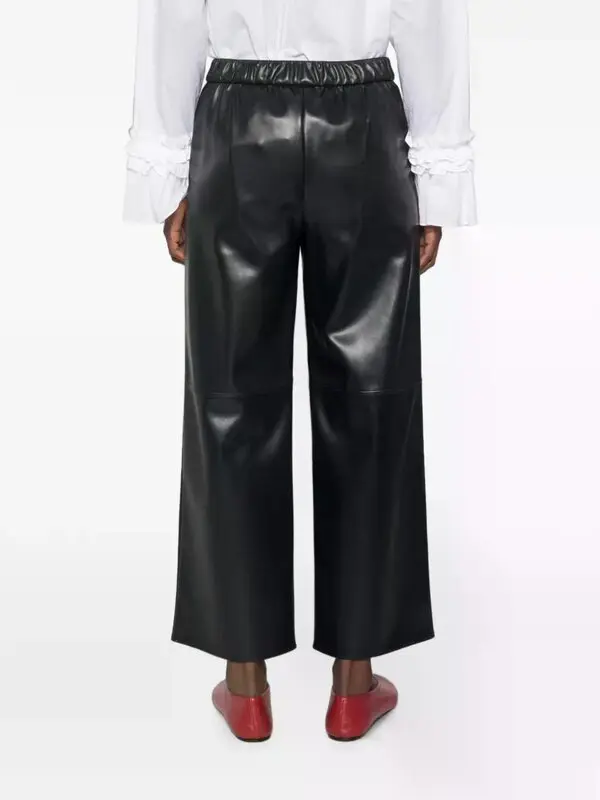 Max Mara Amati Faux Leather Cropped Palazzo Pants