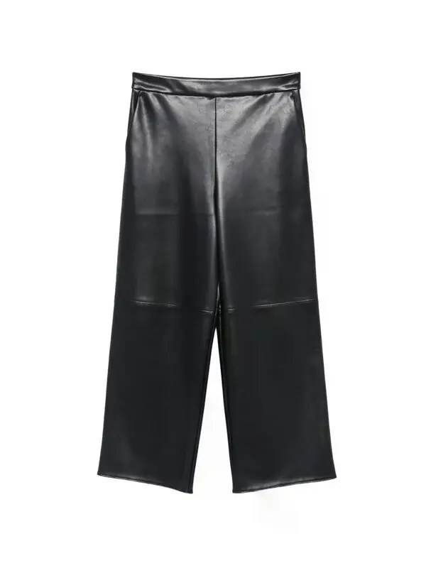 Max Mara Amati Faux Leather Cropped Palazzo Pants - Blue