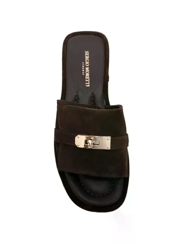 SERGIO MORETTI FIRENZE Suede Sandals With Gold-tone Hardware