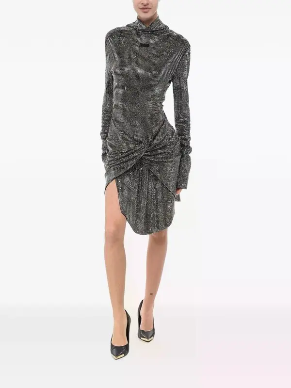 Off-White Rhinestone-embellished Twist Mini Dress