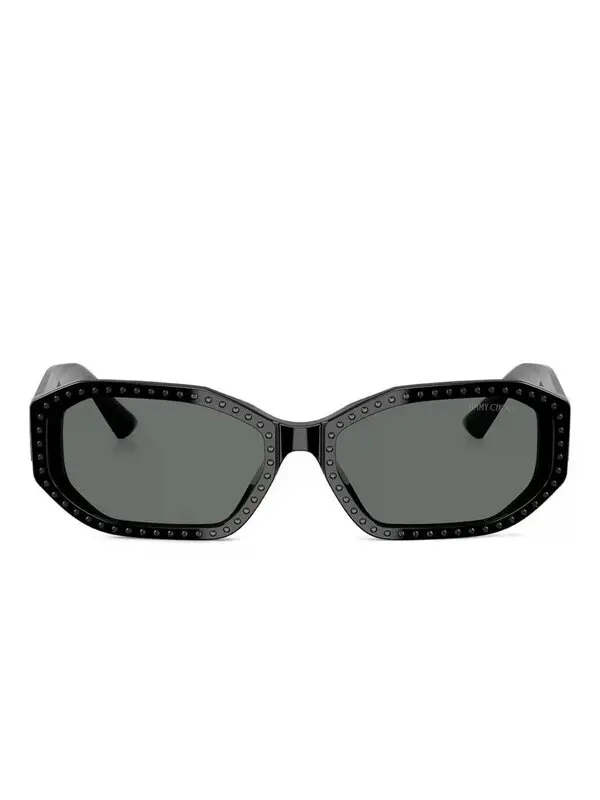 JIMMY CHOO Crystal-embellished Geometric-frame Sunglasses