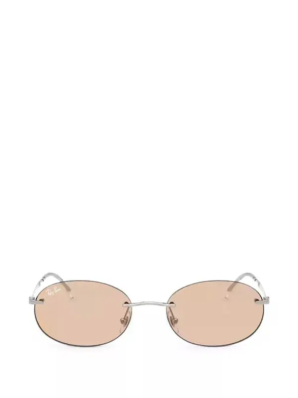 Ray-ban Tone Oval Frame Rimless Sunglasses - Silver