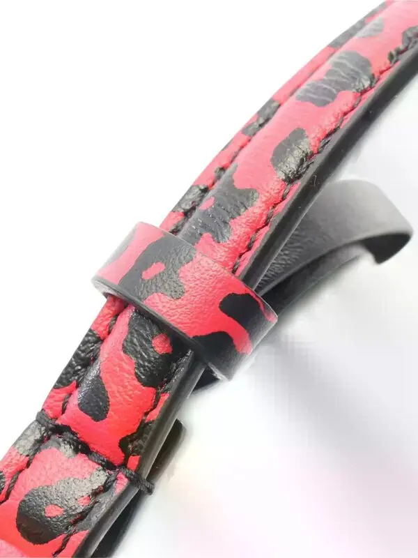 Dior Cd Logo Leopard Print Leather Belt - Red