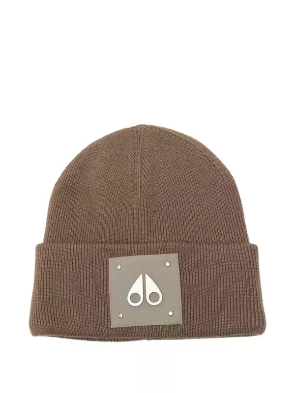 Moose Knuckles Logo-patch Ribbed-knit Beanie Hat - Brown