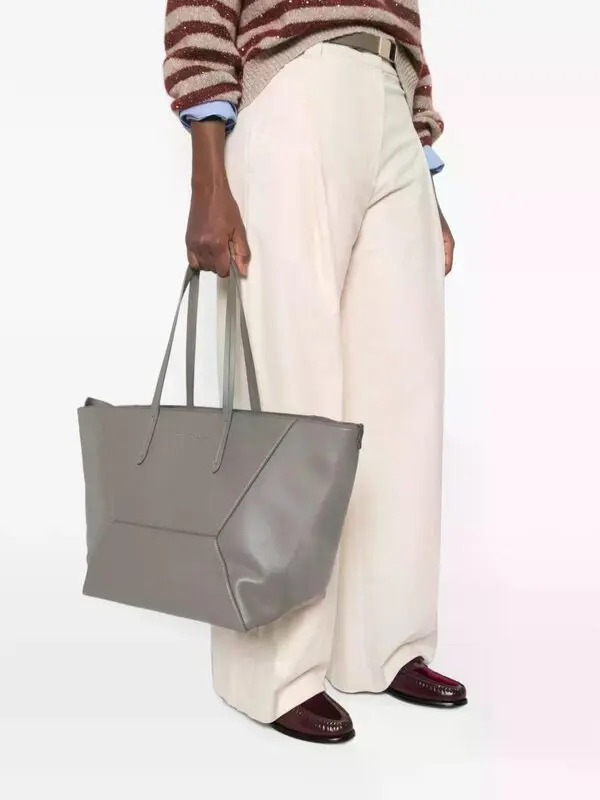 Brunello Cucinelli Leather Shoulder Bag - Grey