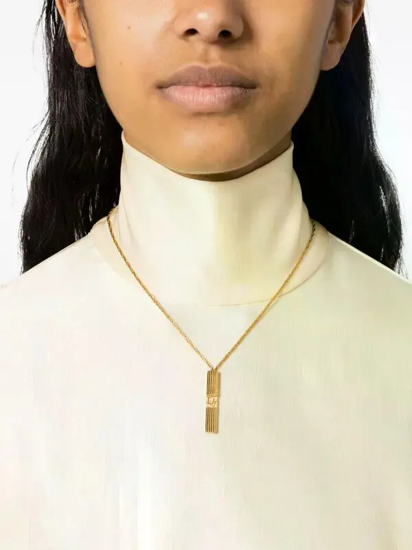 Dior 2000s Rectangular Logo Pendant Necklace