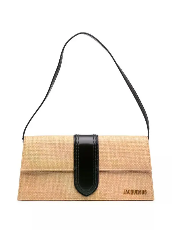 Jacquemus Le Bambino Long Shoulder Bag In Raffia - Neutrals