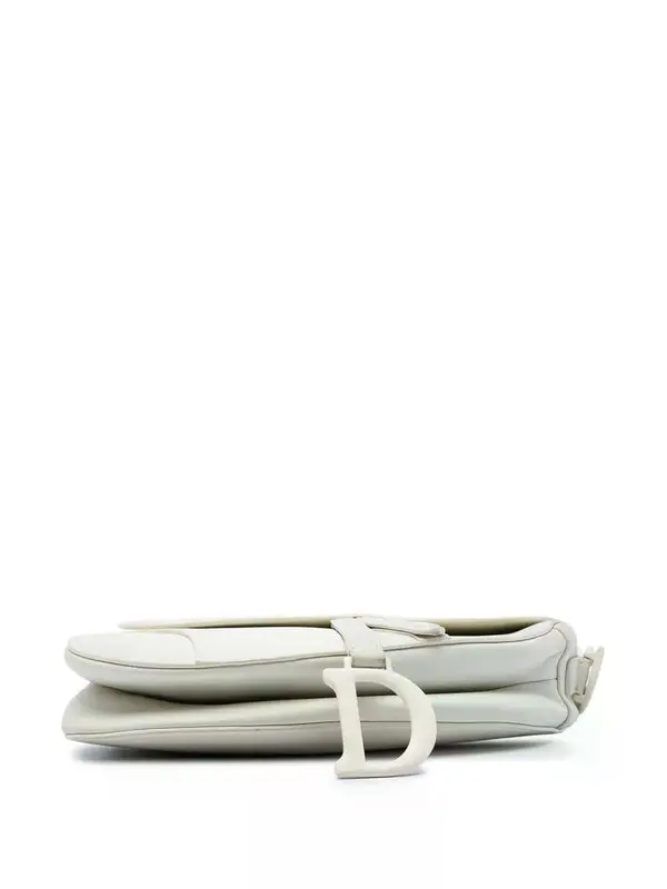 Dior 2019 Grained Calfskin Saddle Bag Shoulder Bag - White