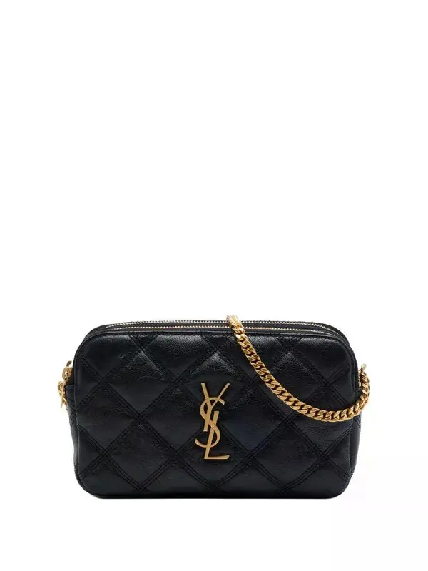 Saint Laurent 2020 Mini Quilted Lambskin Becky Double Zip Crossbody Bag - Black