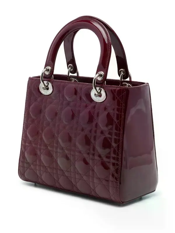 Dior Patent Leather Cannage Lady Satchel - Red
