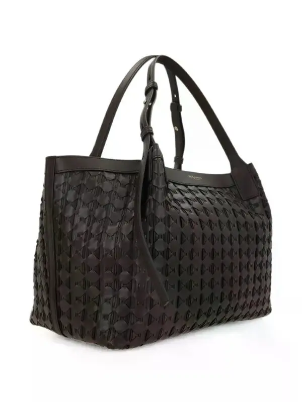 SERAPIAN Small Mosaico Woven Leather Tote Bag