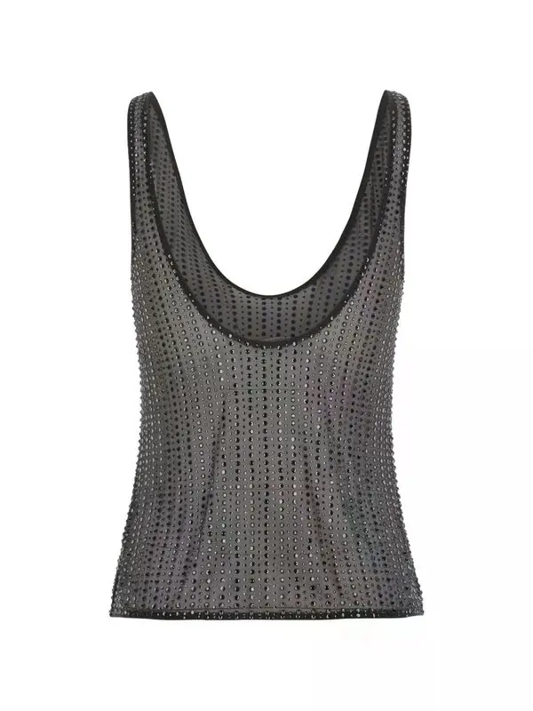 VENUJA Embellished Mesh Scoop Neck Top